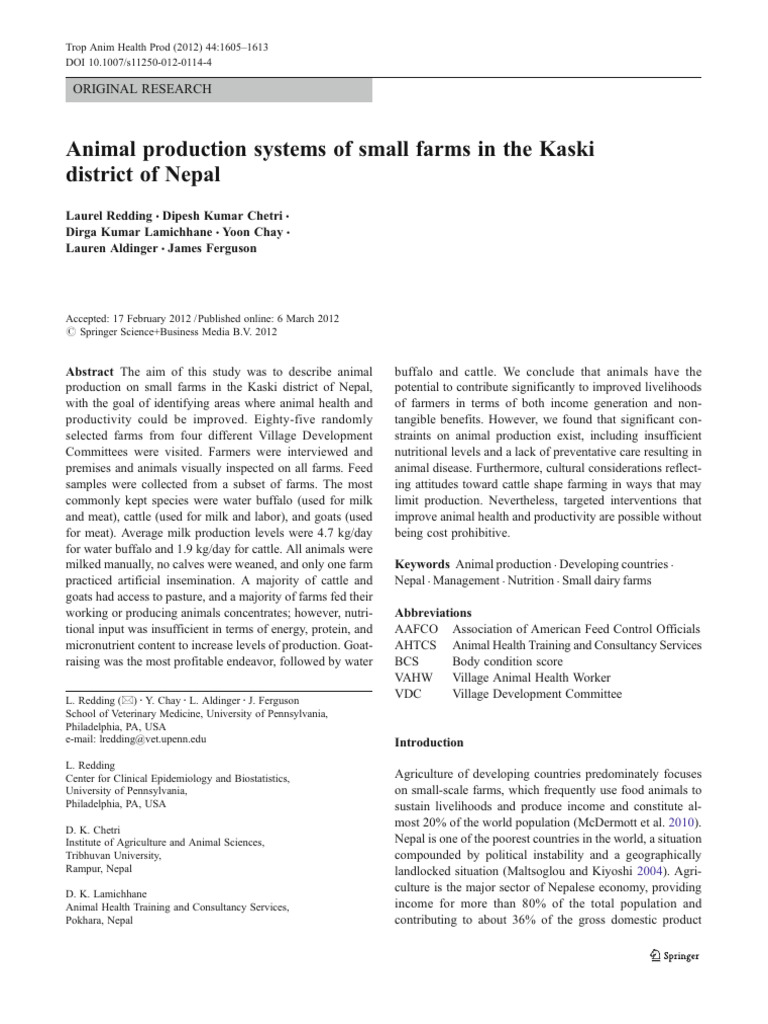 Animal Production Systems of Small Farms | PDF | Farms | Cattle
