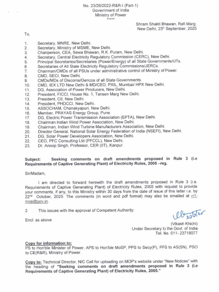 Proposed Amendments in Rule 3 of Electricity Rules (CGP) - 1 | PDF