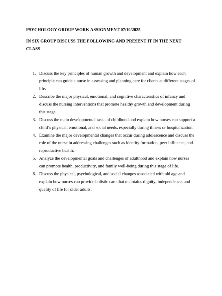 Psychology Group Work Assignment 07 | PDF