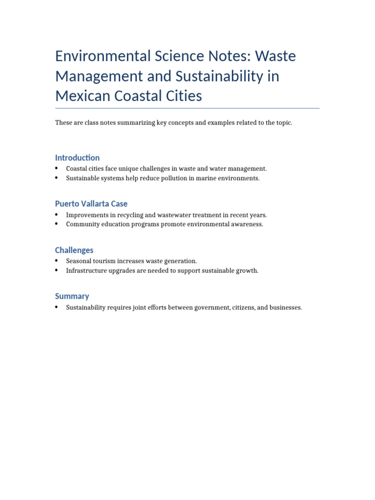 Environmental Science Notes Sustainability Coastal Cities Pdf