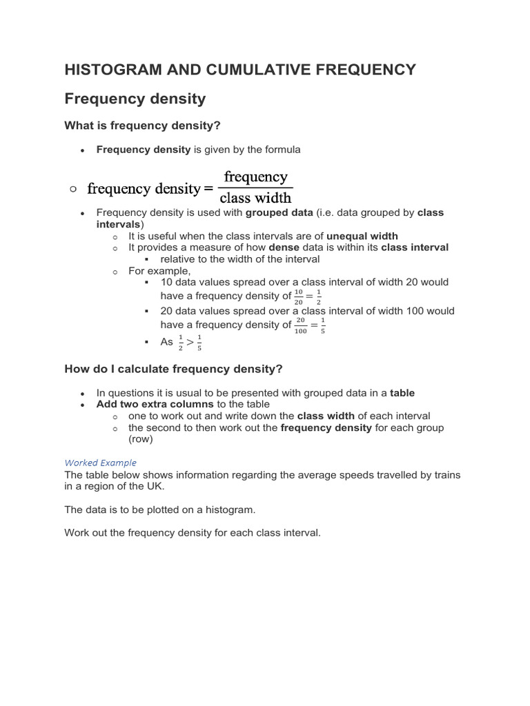 Histogram and Cumulative Frequency | PDF | Histogram