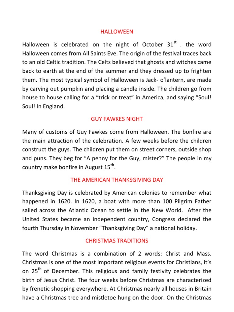 Major Fall and Winter Holidays Explained | PDF