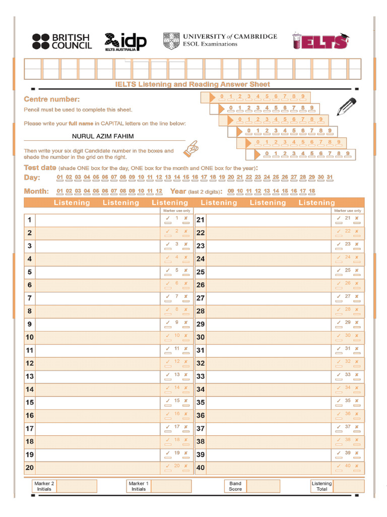 IELTS Answer Sheets | PDF