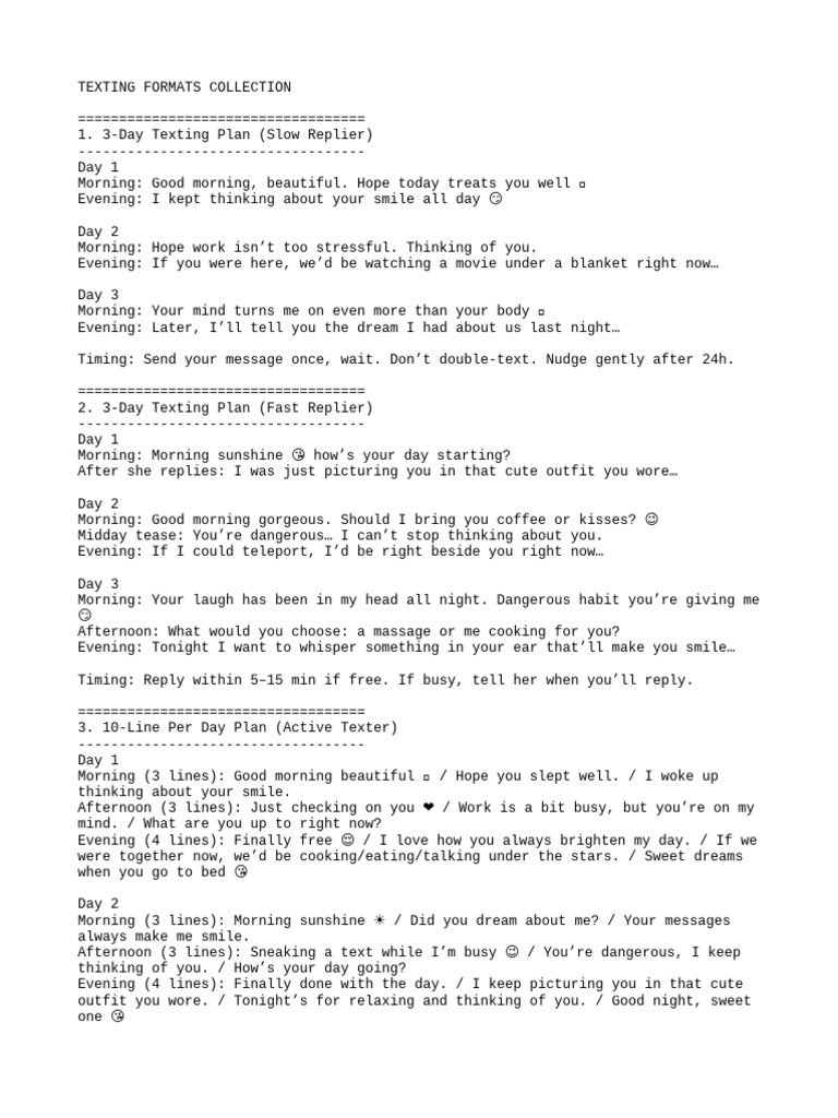 Texting Plans for Engaging Conversations | PDF