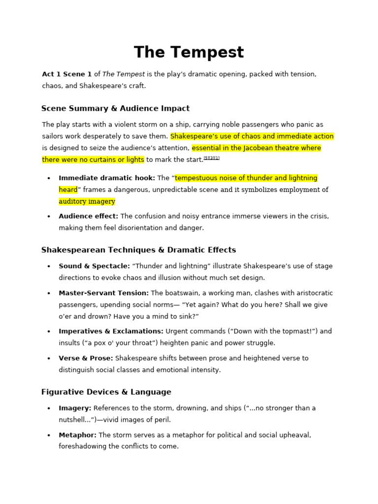 The Tempest Act 1 Scene 1 | PDF | The Tempest | William Shakespeare