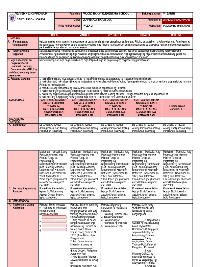 g6 q2w3 DLL AP (Melcs) | PDF