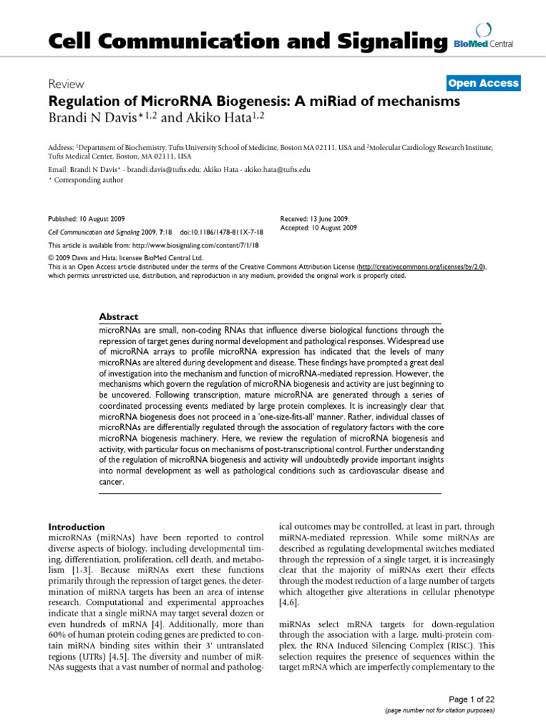 MicroRNA Biogenesis Regulation Explained | PDF | Micro Rna | Gene ...
