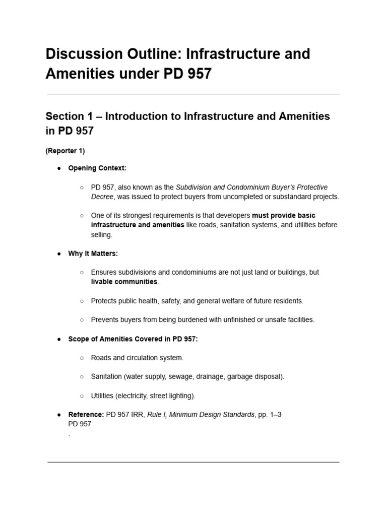PD 957: Infrastructure Standards Overview | PDF | Road | Sewage