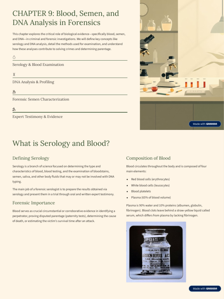 CHAPTER 9 Blood Semen and DNA Analysis in Forensics | PDF | Dna | Life ...