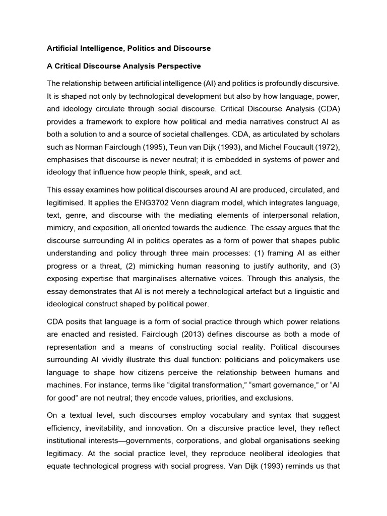 AI Discourse in Political Contexts | PDF | Discourse | Artificial ...