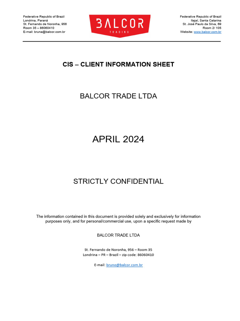 Cis - Balcor Trade - April 2024 | PDF | Brazil