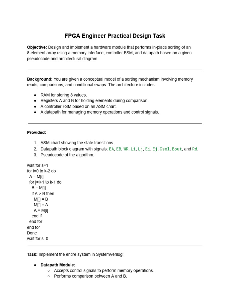 FPGA Engineer Practical Design Task | PDF | Applied Mathematics ...