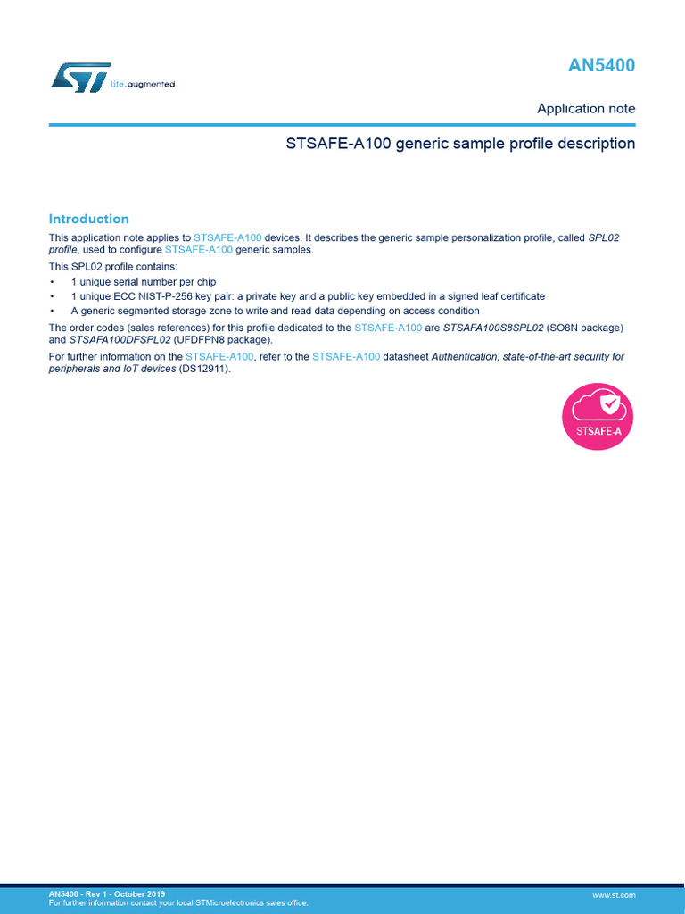An5400 Stsafea100 Generic Sample Profile Description Stmicroelectronics ...