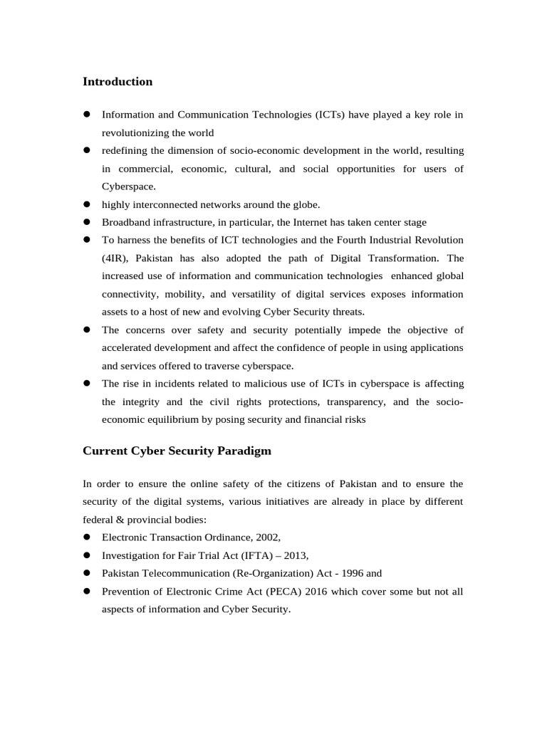 Pakistan National Cyber Security Policy 2021 | PDF | Security ...