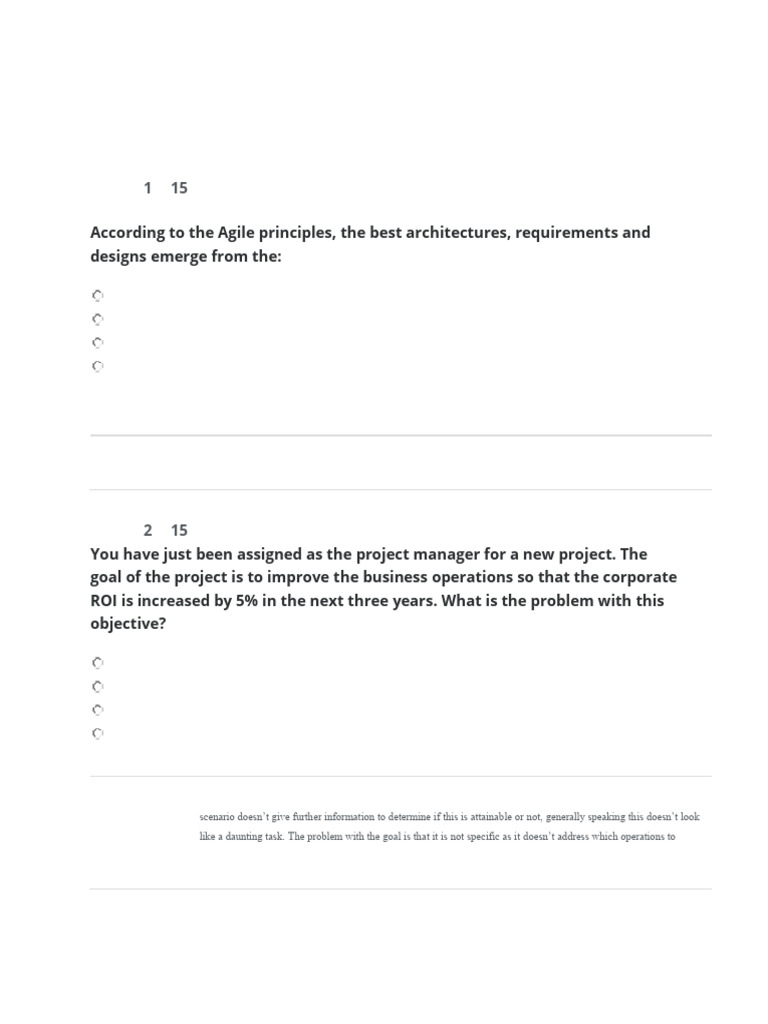Agile Principles and Mindset Test Guide | PDF | Agile Software ...