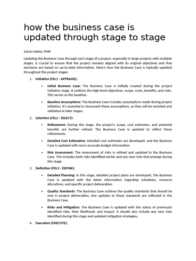 How The Business Case Is Updated Through Stage To Stage | PDF | Risk ...