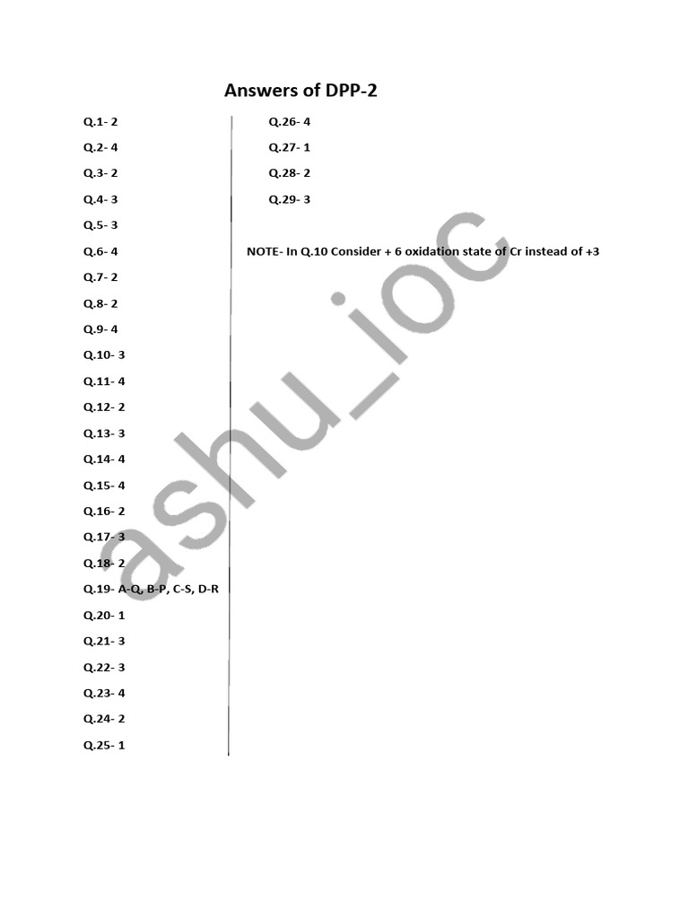 Answers of DPP 2 Coordination Compounds | PDF