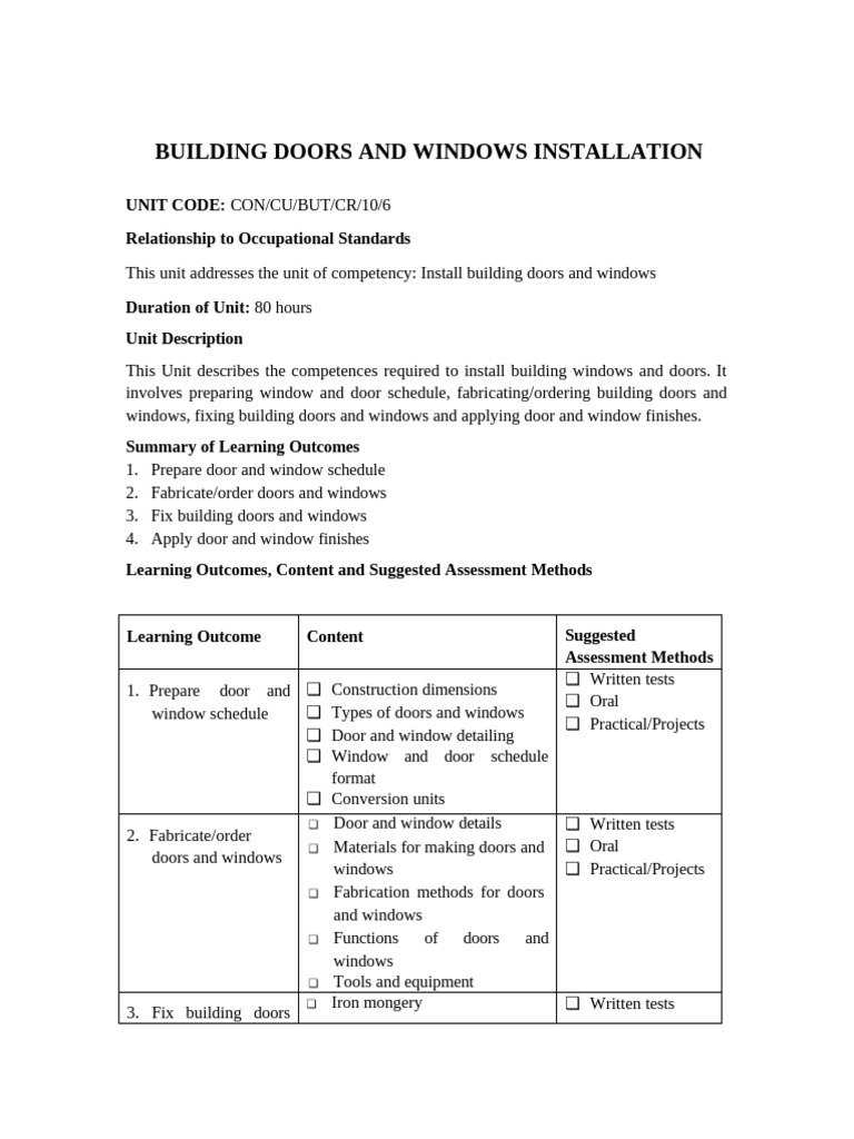 Door and Window Installation Guide | PDF