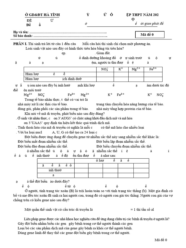 De 0502 - Sinh Hoc - IN | PDF