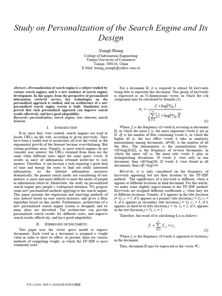 Personalized Search Engine Design Study | PDF | Information Retrieval ...