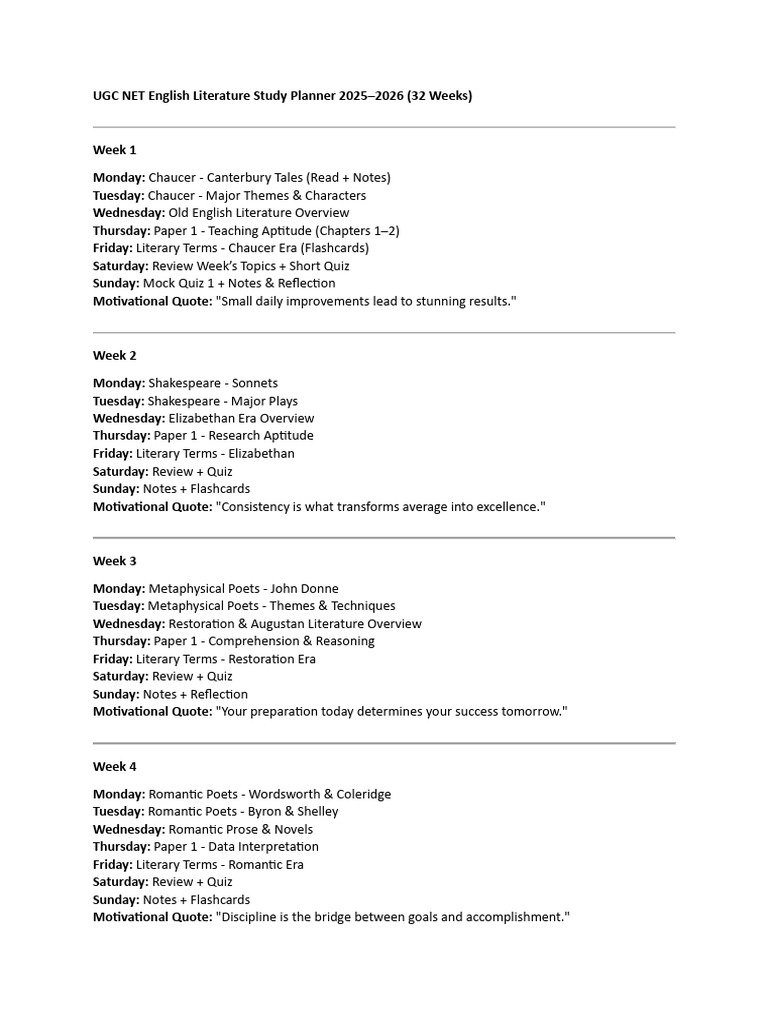 UGC NET English Literature Planner 2025 | PDF | English Literature ...
