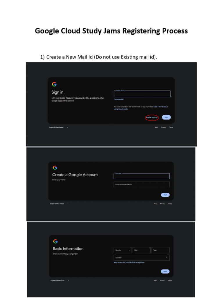 Google Cloud Study Jams Registration Process | PDF