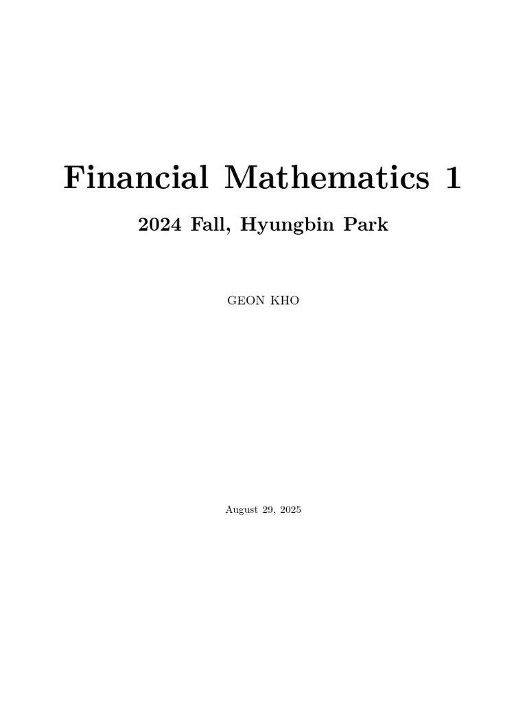Financial Mathematics Lecture Notes | PDF | Stochastic Process ...