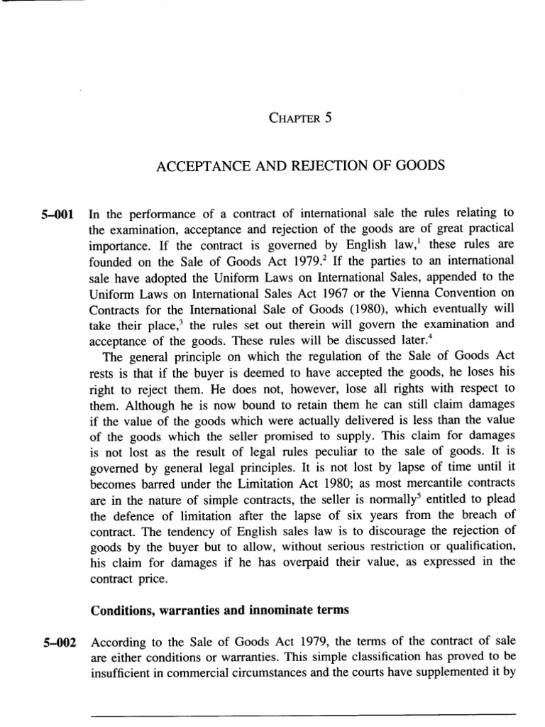 Chap 5. Acceptance and Rejection of Goods - 20R | PDF | Contractual ...