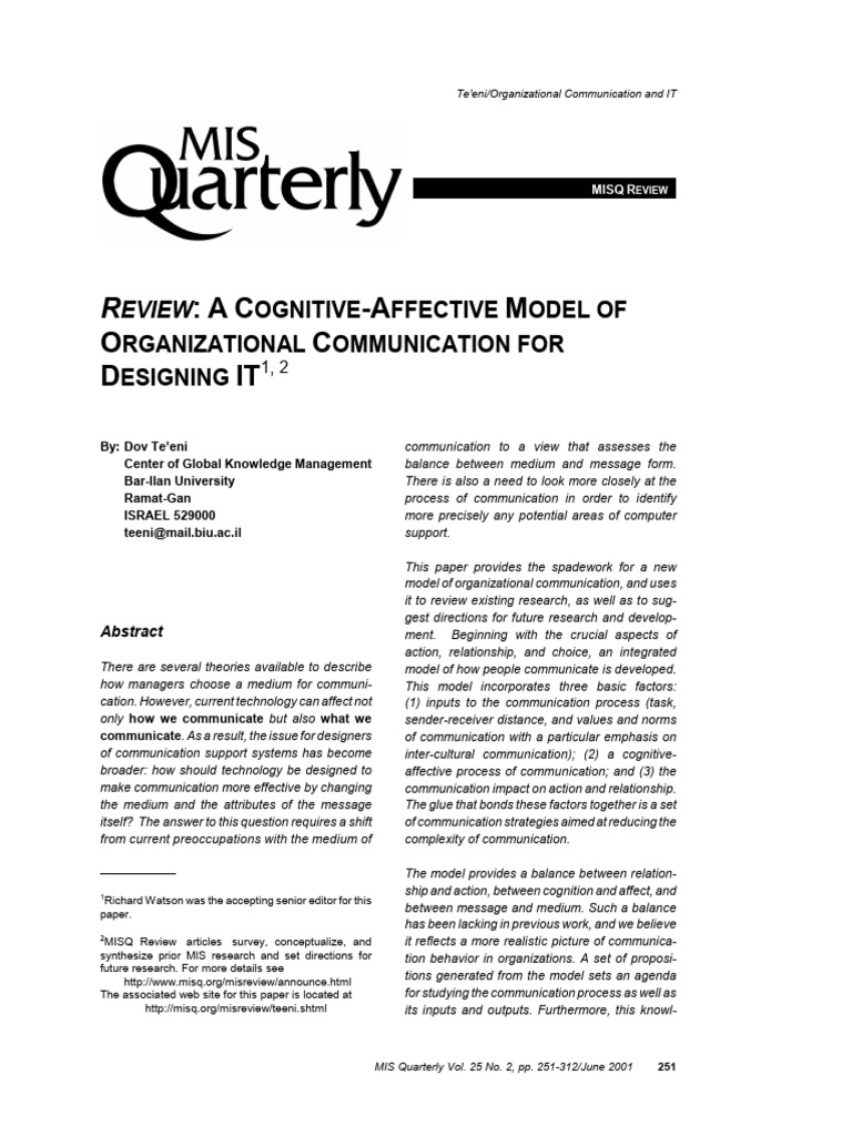 Review A Cognitive Affective Model of or | PDF | Communication | Affect ...