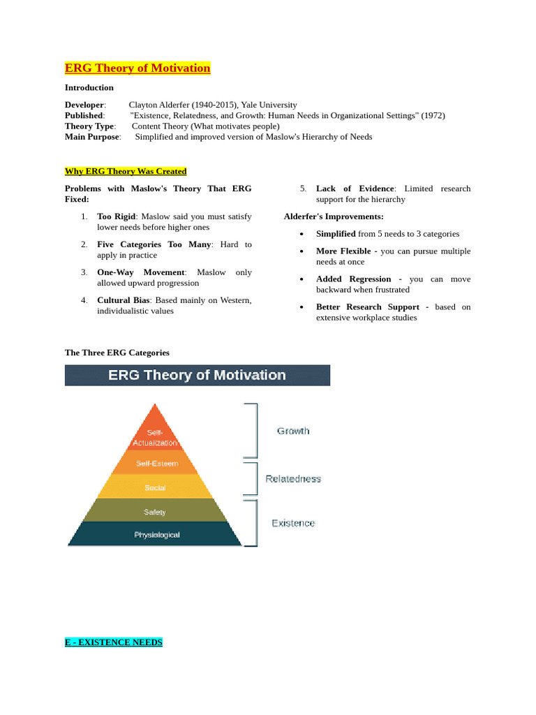 Understanding ERG Theory in Practice | PDF | Motivation | Motivational