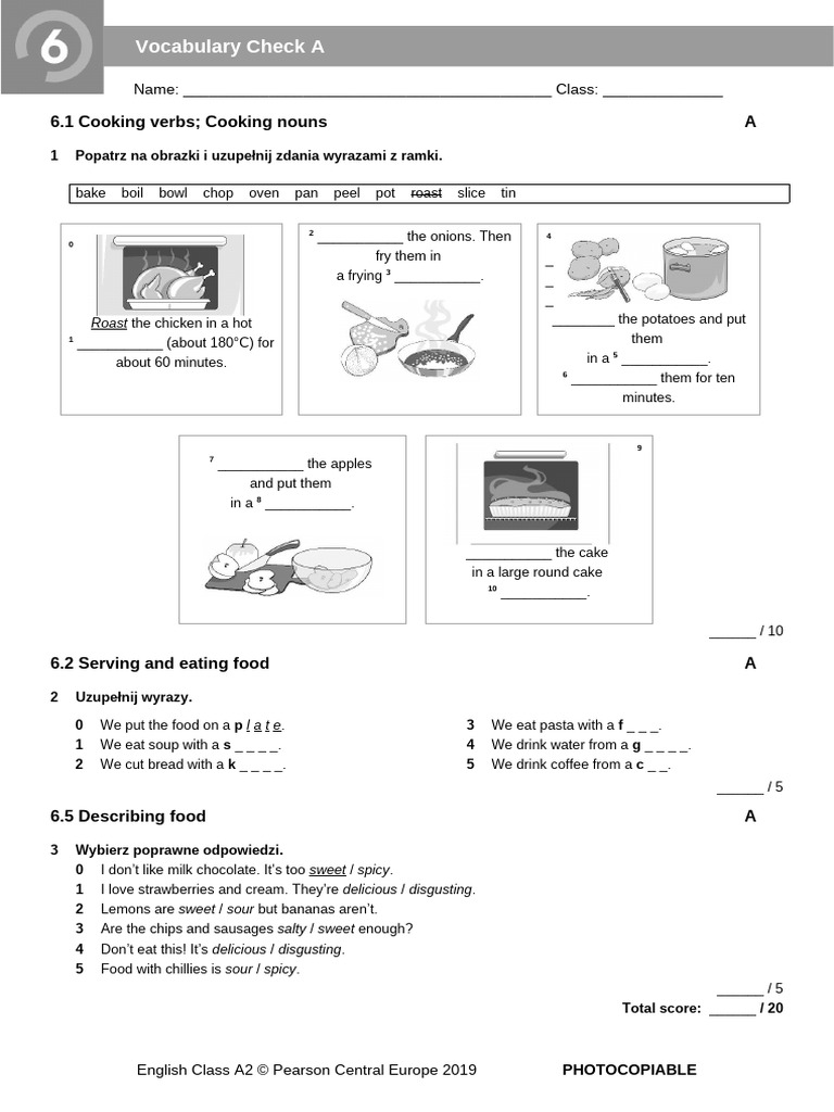 EC - A2 - Tests - Vocabulary Check 6A | PDF | French Fries | Food And ...