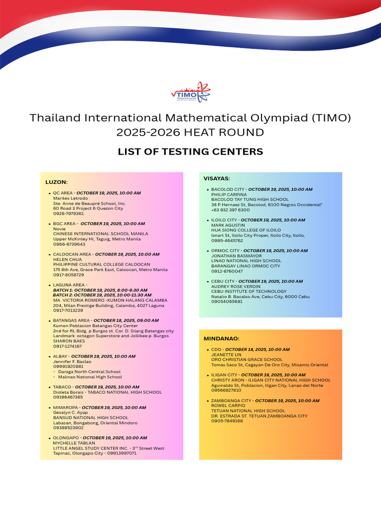 TIMO 2025-2026 Heat Round Details | PDF