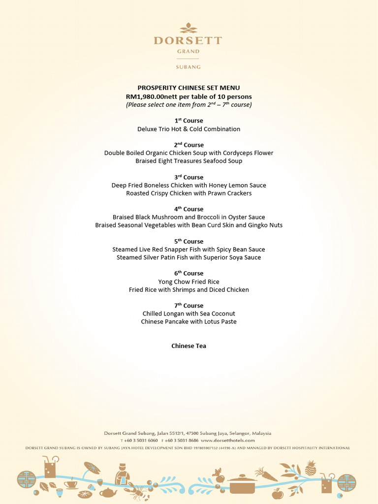 S - Chinese Set Menu RM1980.00 | PDF