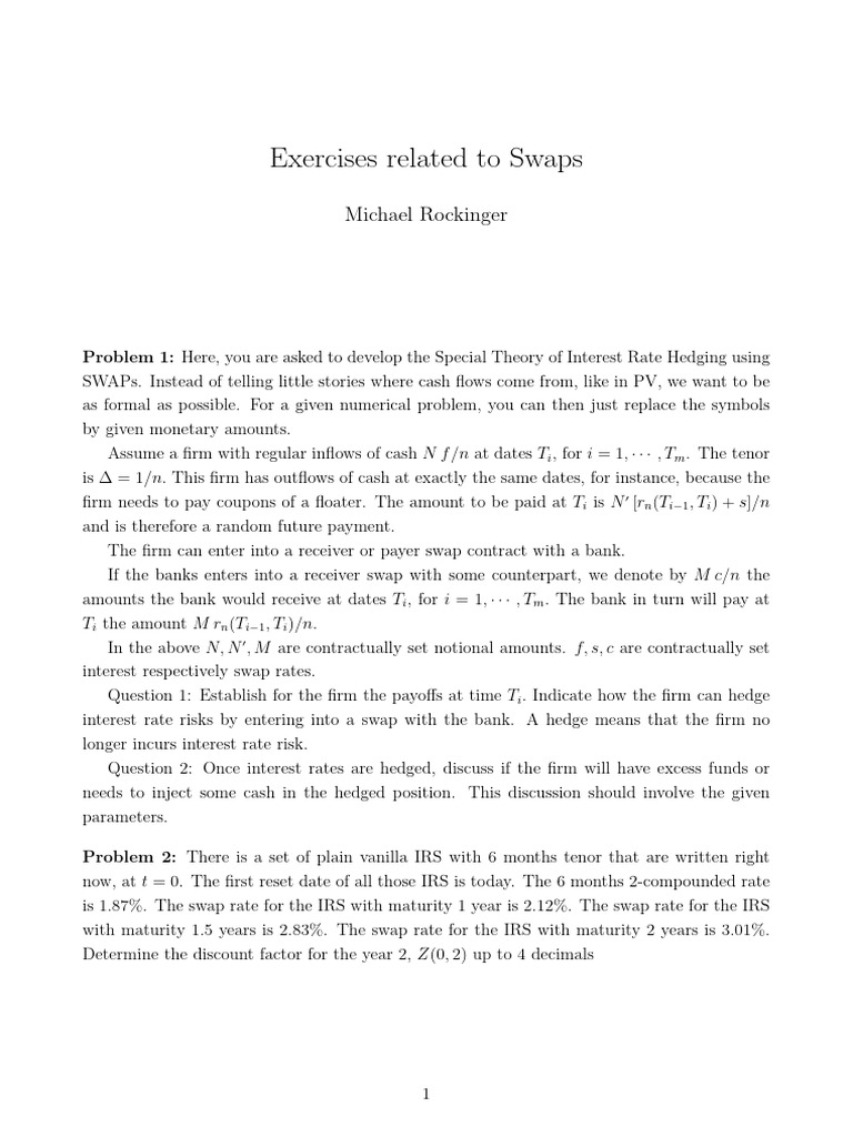 B Class Exercises | PDF | Swap (Finance) | Interest