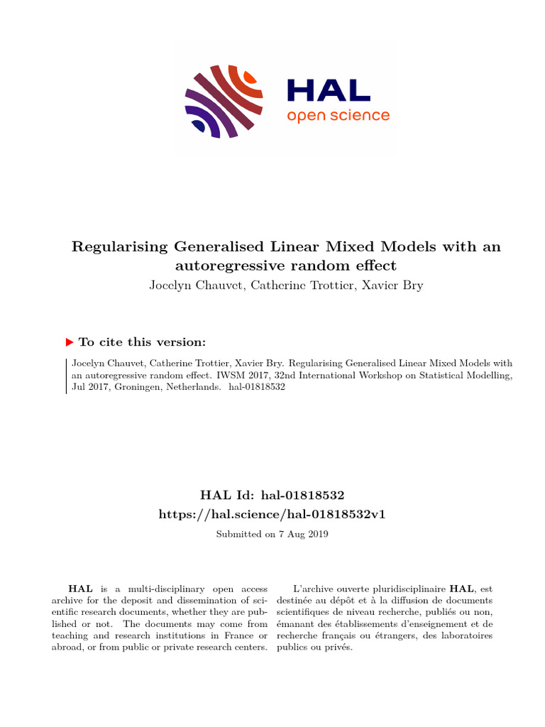 Regularising Generalised Linear Mixed Models Pdf Regression 7474
