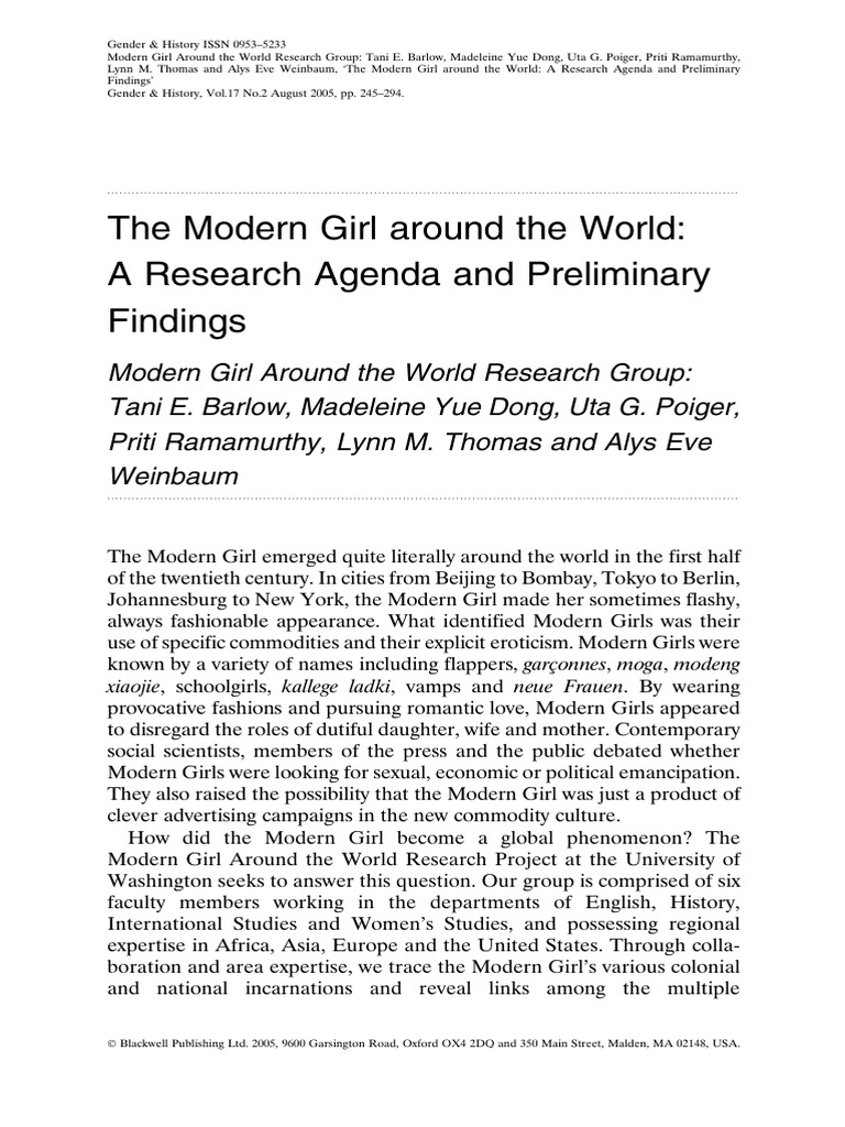 The Modern Girl Around The World A Resea | PDF | Modernity | Globalization