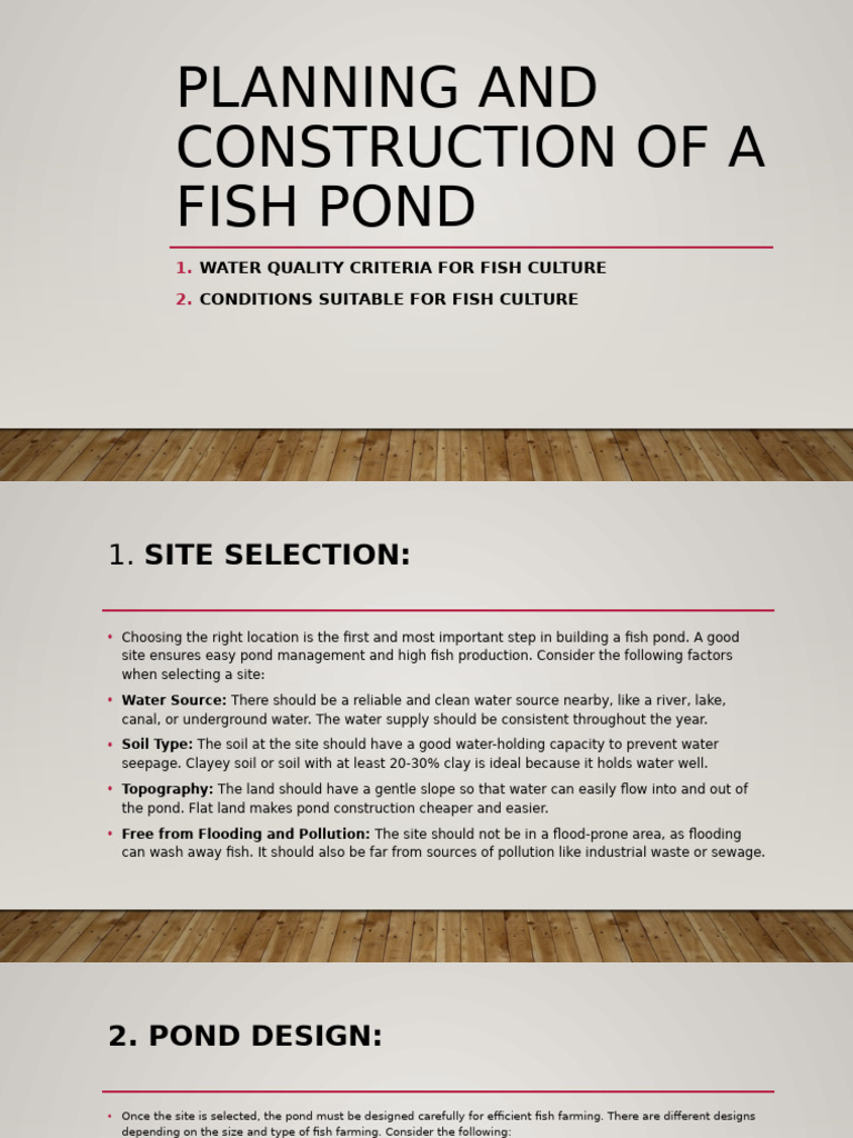Lect.5 Planing and Construction of Fish Pond | PDF | Water | Pond