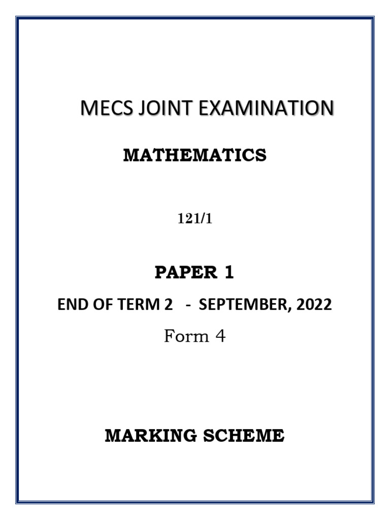 Maths Paper 1 Marking Answers Muranga KCSE Prediction | PDF