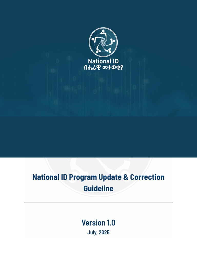 Fayda National ID Update Guidelines | PDF | Identity Document | Biometrics
