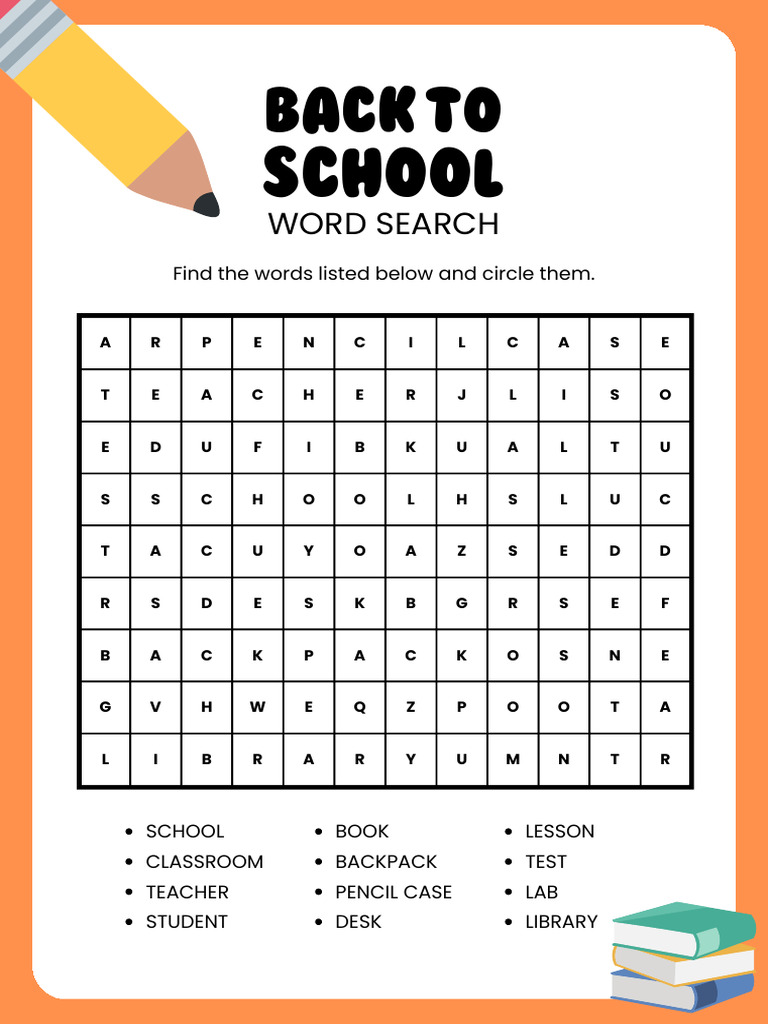Back To School - Classroom Objects Word Search | PDF
