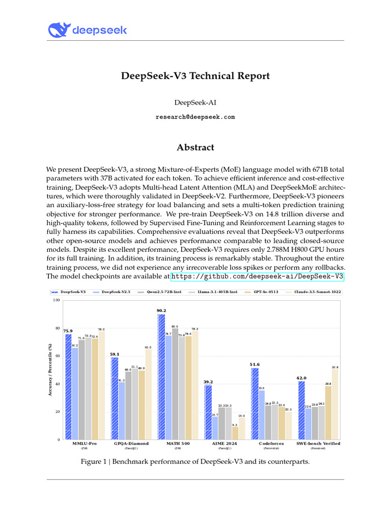 DeepSeek-V3 Technical Report | PDF | Computational Neuroscience ...