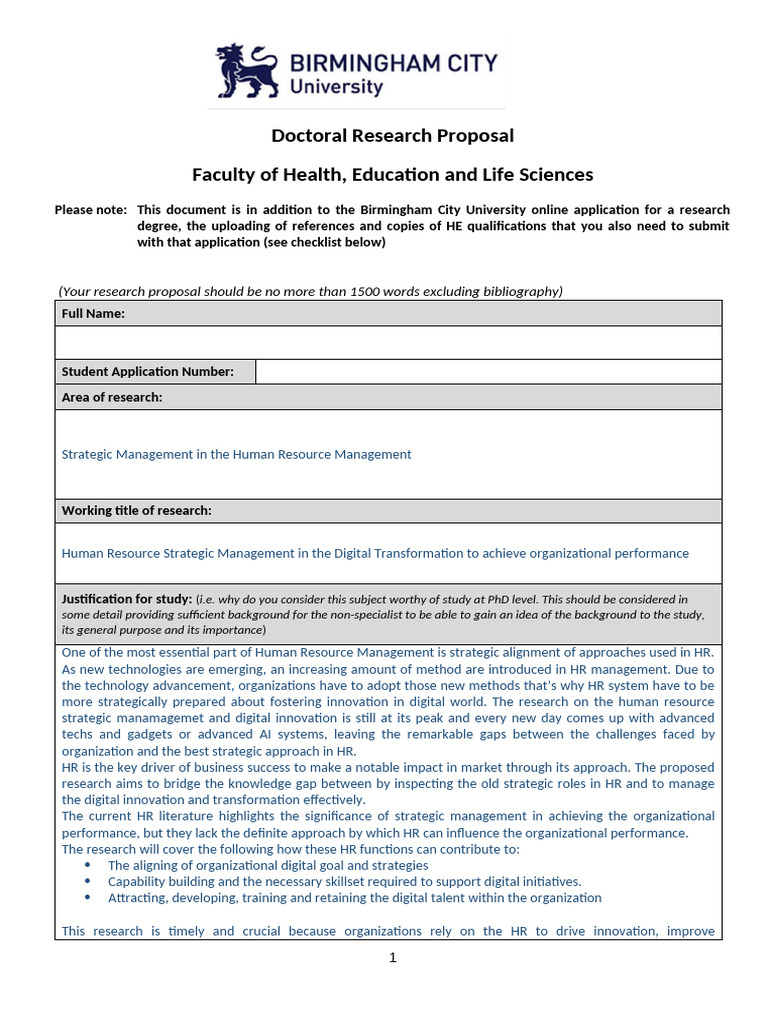 Research Proposal Template | PDF | Methodology | Strategic Management