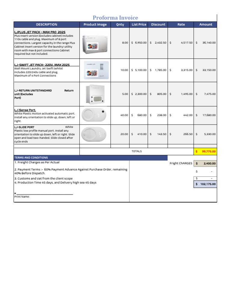 LJ Proforma Invoice Egypt - 2025 | PDF