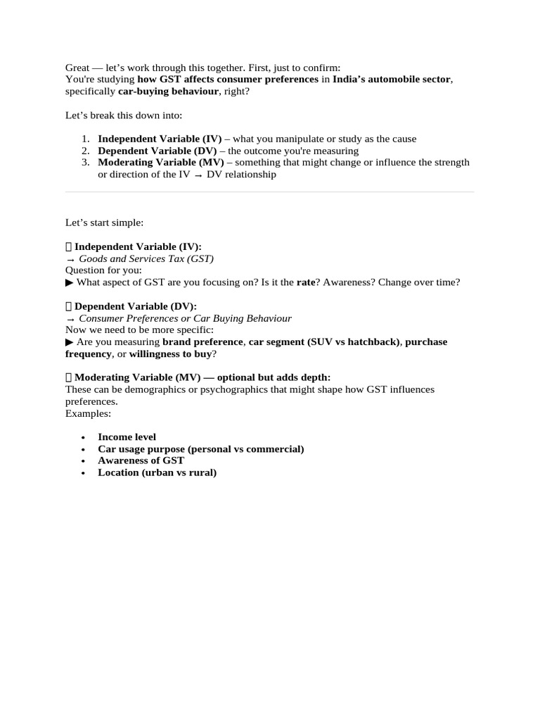 Variable Selection For My Project | PDF
