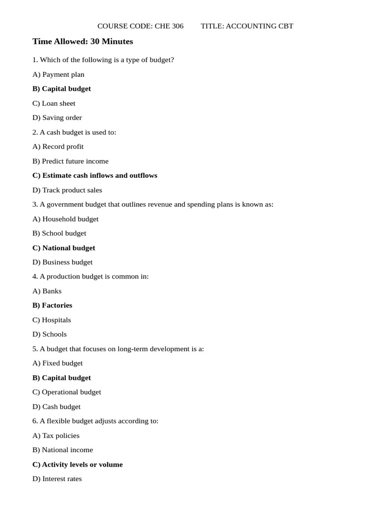 6th Semester Examination For Chew 300 Che 306 | PDF | Budget | Money