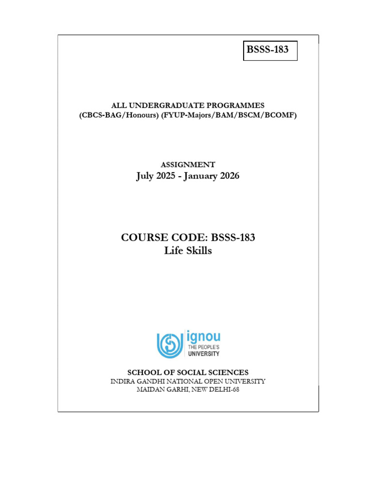 BSSS-183 Life Skills Assignment Guide | PDF