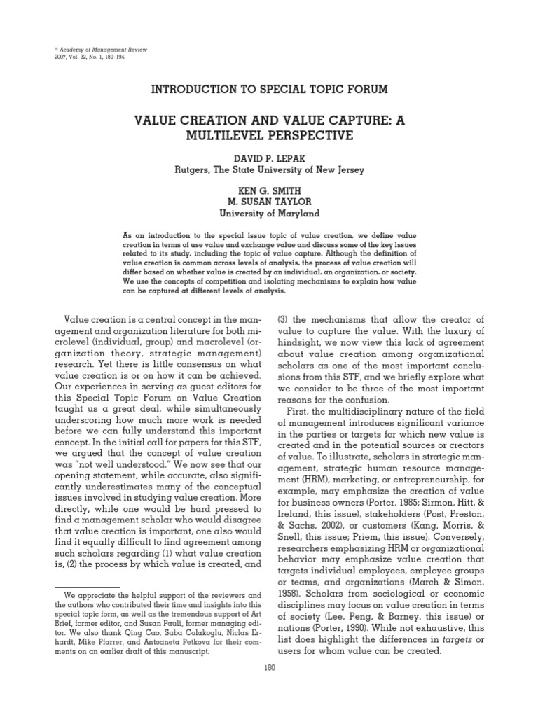 4-Value Creation and Value Capture - A Multilevel Perspective.-Amr ...