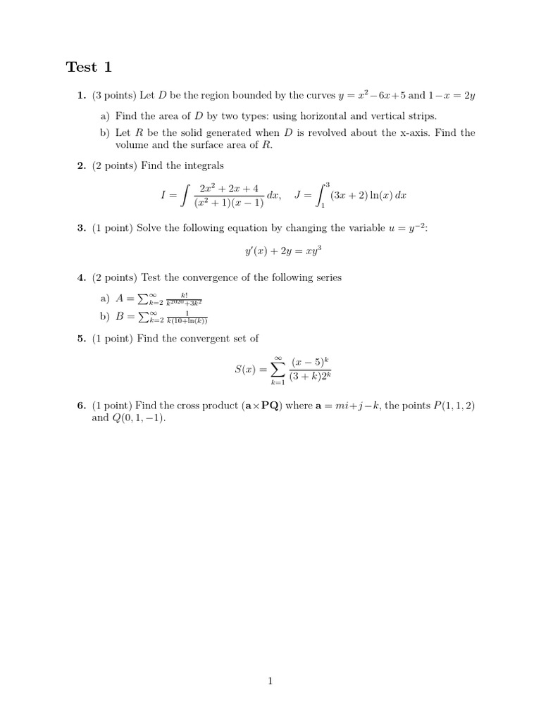Calculus Area and Volume Problems | PDF | Coordinate System ...