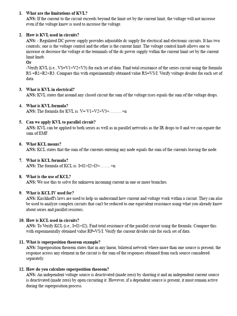 Electrical Circuit Lab Sheet Notes | PDF | Electrical Network | Series ...