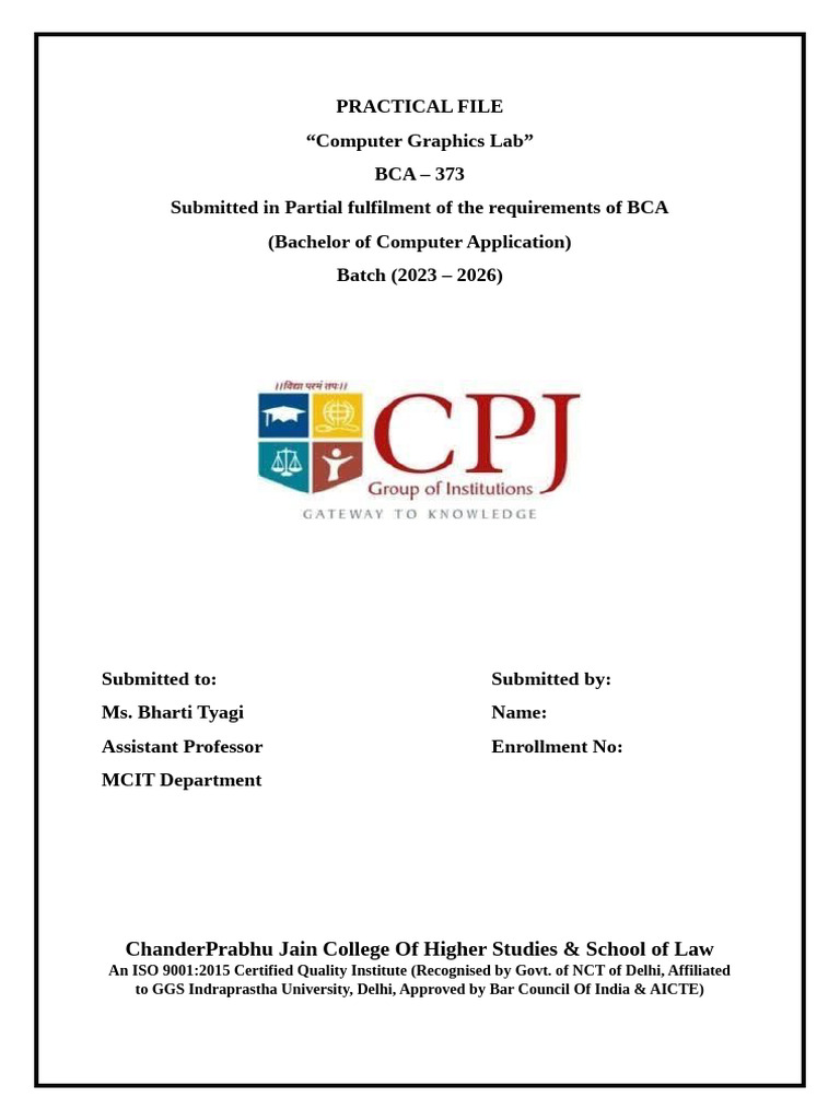 Computer Graphics Lab Practical File | PDF